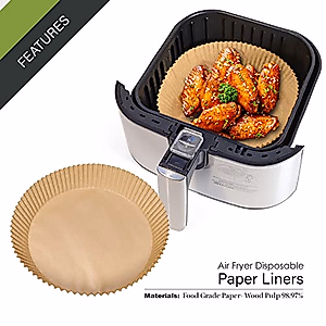 Floating Mekong Round Air Fryer Parchment Sheets Disposable | 8"-9.5" 5-8qt 100pc Large Round Paper Air Fryer Basket |Nonstick |Oven | Microwave | Wood Pulp|Heat resistant|Airfryer Liner Eco Friendly