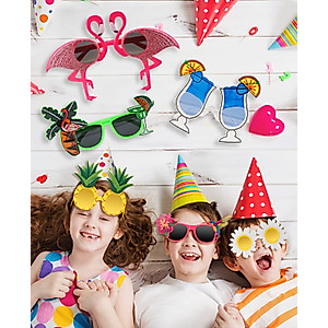 ALKNOT 36pcs Hawaiian Leis Bulk, 6 Pairs Funny Hawaiian Glasses, 12pcs Hawaiian Flower Hair Clip, Fun Summer Party Favors for Beach Wedding Birthday Party Decoration Supplies