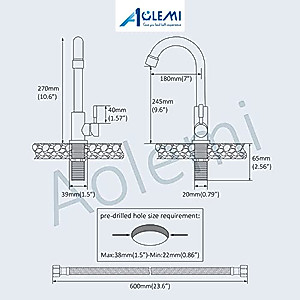 Aolemi Cold Water Only Kitchen Faucet Black 304 Stainless Steel Sink Faucet High Arc Faucet