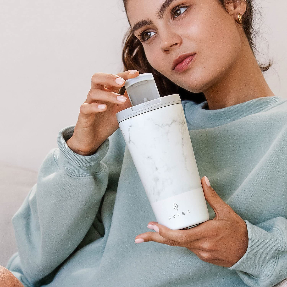 BURGA Travel Coffee Mug (16oz) – Spill-Proof, Secure-Seal Insulated Coffee Mug – Scratch-Resistant, Stainless Steel Travel Mug Stays Hot or Cold – Anti-Slip Coffee Tumbler – Pink Travel Mug