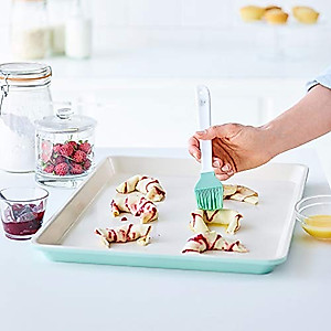 GreenLife Cooking Tools and Utensils, 5 Piece Nylon and Silicone Baking Set with Spatulas Wisk and Brush, Dishwasher Safe, Turquoise