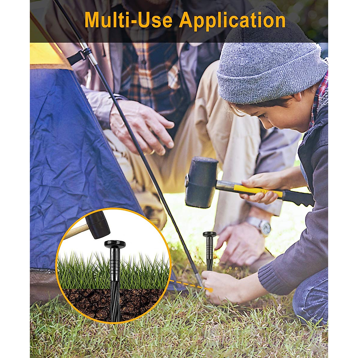 Meboyz 100-Pack-8 Inch Plastic Landscape Stakes, Spiral Nylon Landscape Anchoring Spikes，Edging Spikes for Paver Edging, Weed Barrier, Artificial Turf & More