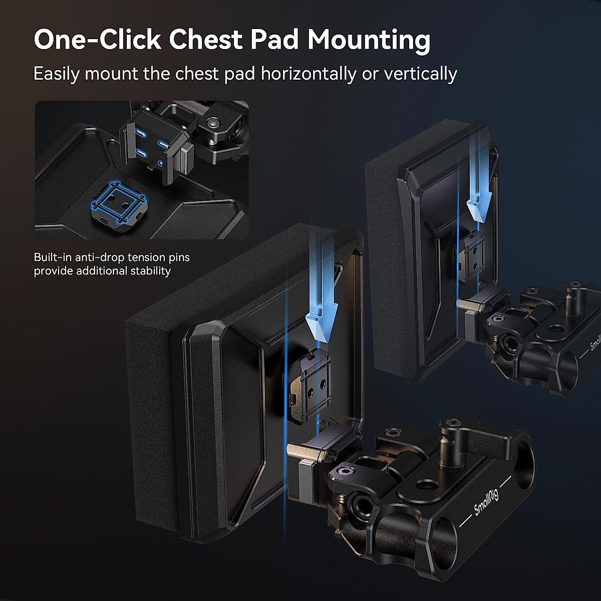 SmallRig V-Mount Battery Plate with Double Quick Release Plate for Arca, Quick Release Chest Pad, 15mm rods, L-Shape Compact & Foldable V Mount Battery Plate for DSLR Cameras, Gimbals & Tripod - 4063B