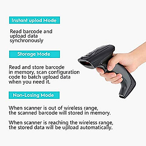 NADAMOO Wireless Barcode Scanner with Cradle, 2D Cordless Bar Code Reader 400m Transmission Distance CMOS Imager Read 1D, 2D, QR Code, Data Matrix, PDF417 for Windows Mac Linux