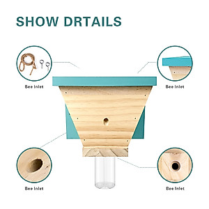 GRTRE 1 Pack Wood Carpenter Bee Trap for Outside - Wood Boring Bee Trap - Best Bee Trap - Nature Shed Style Carpenter Bee Traps Outdoor Hanging - Insect Traps Removes Carpenter bee