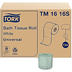 Tork Septic Safe Toilet Paper White, 100% Recycled, 2-ply, 500 Sheets per Roll, 96 Rolls