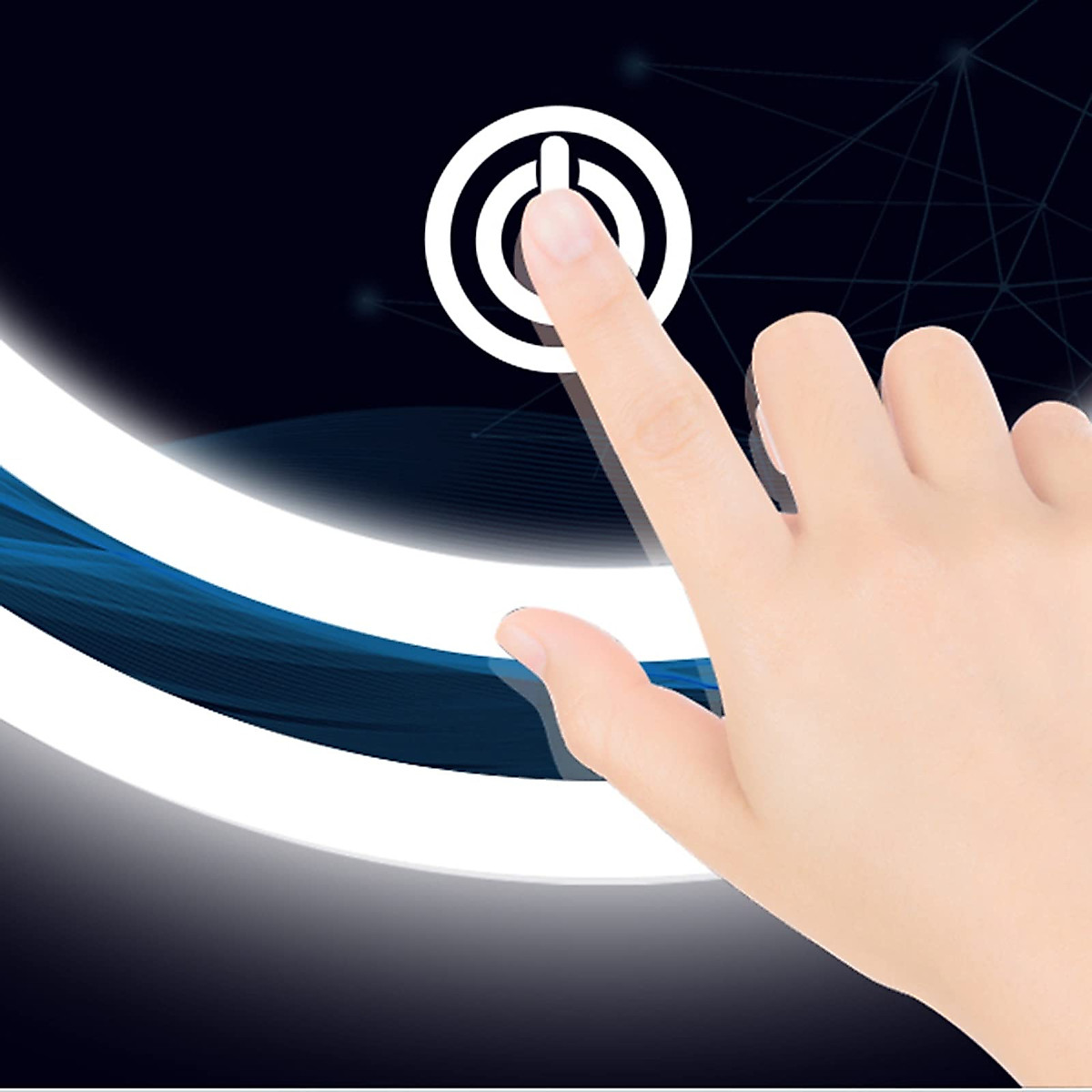 Black Oval Bathroom Mirror With LED Light, Wall Mirror With Aluminium Frame, Decorative Mirror, LED Illuminated Makeup Mirror, Infinitely Dimmable, 3-colour Light ( Color : Black , Size : 50x80CM )