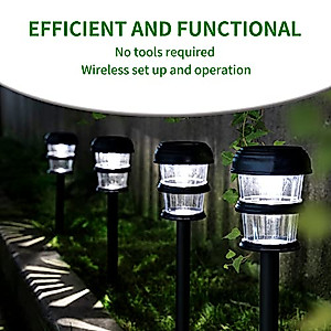 GIGALUMI 12 Pack Solar Garden Lights, Outdoor Solar Lights Waterproof, Automatic Solar Pathway Lights for Yard, Landscape, Lawn, Patio, Path, and Driveway (Cold White)