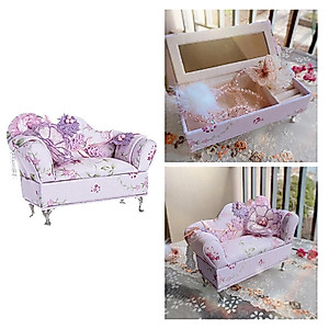 TOOYFUL Mini Couch Jewelry Box 1:12 Scale Furniture Stylish Jewelry Chest Living Room Decor Birthday Gifts Sofa Jewelry Box for Necklace Brooch, Style D