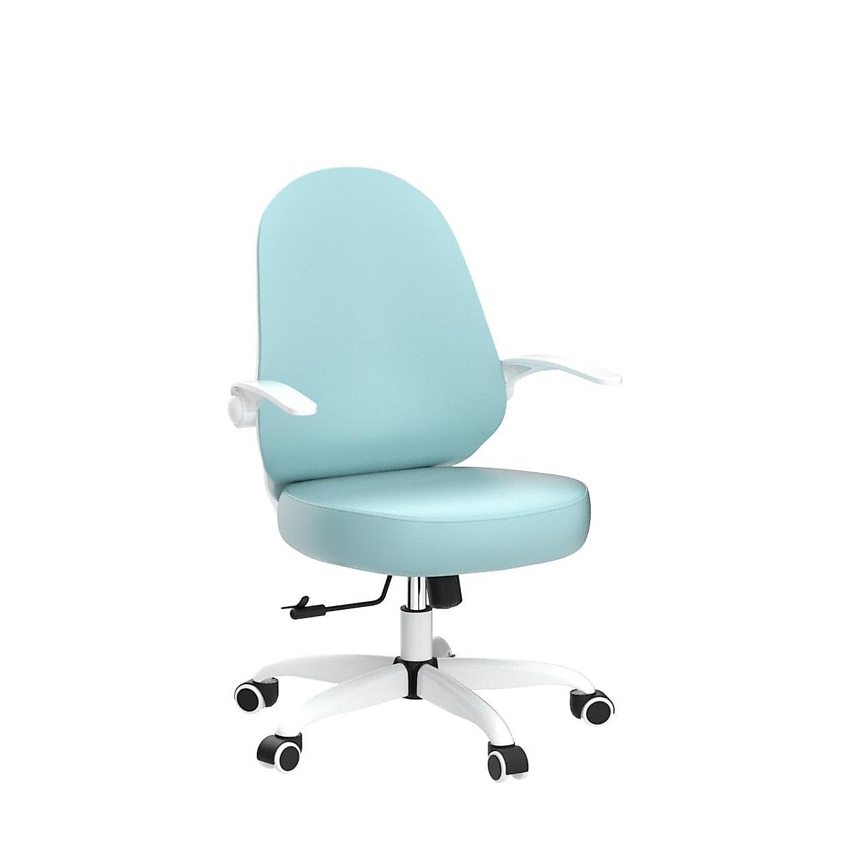 SeekFancy Kids Desk Chair Pego300, Blue Study for Boys Girls with Eggshell Design Backrest, Ergonomic Growing Teen Office Flip up Arms and Wheels, Pu Leather Task Chair…