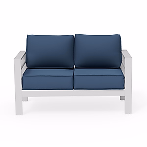 UDPATIO Outdoor Loveseat Aluminum Outdoor Furniture Sofa, Patio Seating Loveseat with 5" Thick Cushion and Waterproof Cover