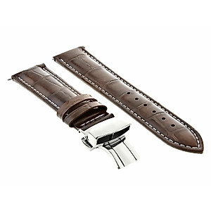 Ewatchparts 19MM LEATHER WATCH BAND FOR IWC TOP GUN PILOT PORTUGUES DEPLOY CLASP LIGHT BROWN