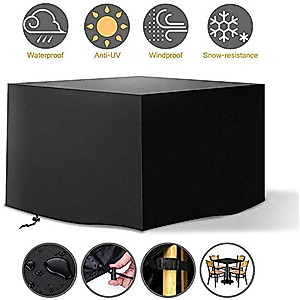 BWBG Patio Furniture Covers Waterproof, Outdoor Furniture Cover Rectangle Heavy Duty Garden Table Cover Square Tear Resistance Outdoor Dining Set Covers -Black Oxford Fabric ( 36X36X36inch)