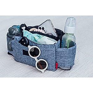 Lei Lei & Co Stroller Caddy Organizer – Baby Stroller Organizer with Protective Pocket, Stroller Phone Holder, Baby Cup Holder, Diaper Holder, & Adjustable Stroller Straps (Blue)