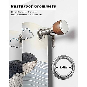 Outdoor Curtains for Patio Cartoon Whale Under the Sea and Clouds Waterproof Privacy Outside Curtains with Tiebacks Grommet Top Pergola Curtains for Porch Cabana Gazebo 2 Panels, 54 x 108 inch