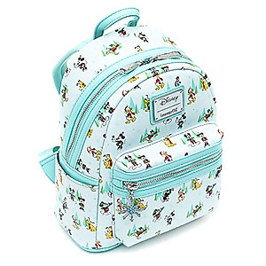 Loungefly Disney Classics, Disney Holiday Sensational Six Mini Backpack, Mickey Mouse Minnie Donald Daisy Goofy Pluto