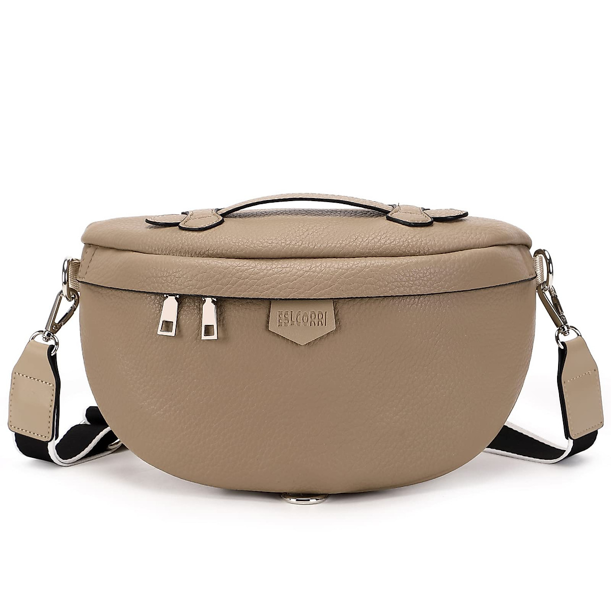 Eslcorri Crossbody Bags for Women - Fashion Sling Purse Shoulder Bag Fanny Pack Leather Causal Chest Bum Bag with Adjustable Wide Strap for Workout Traveling Running Shopping - Apricot