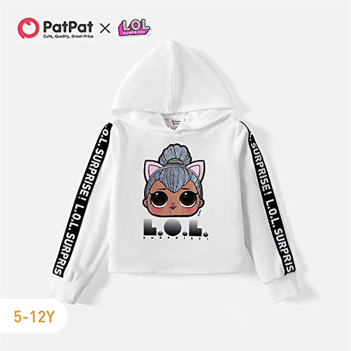 L.O.L. Surprise! Girls Longsleeve Hoodie Kids Pullover Sweatershirts for Girls Top Outfit 5-12 Years White