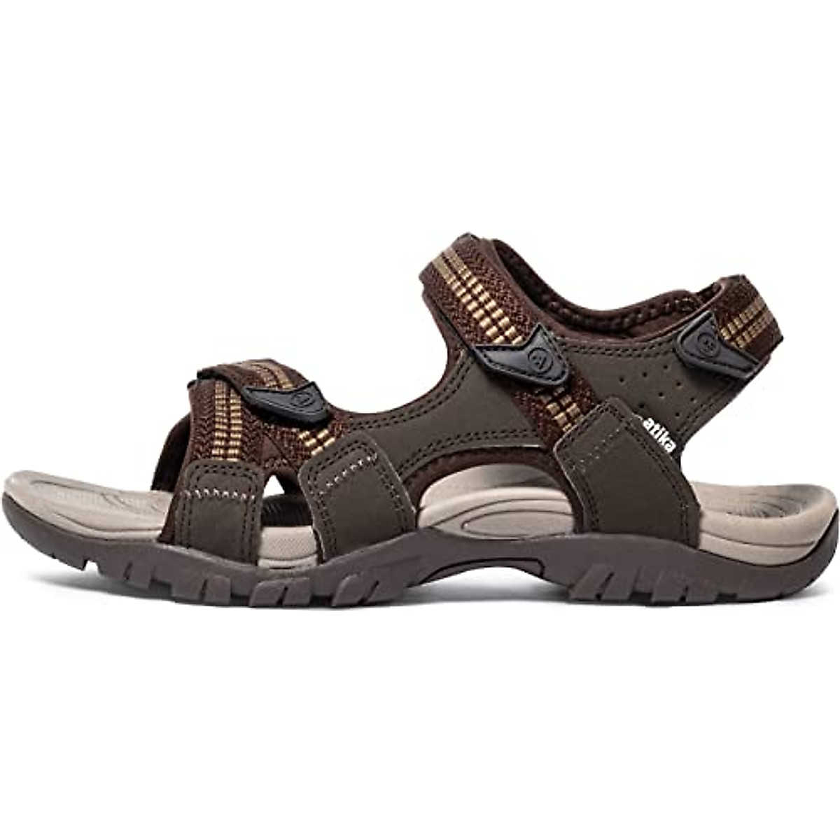 atika Men's Open Toe Arch Support Strap Water Sandals, Outdoor Hiking Sandals, Lightweight Athletic Trail Sport Sandals, Havana 2 Brown Tan, 7