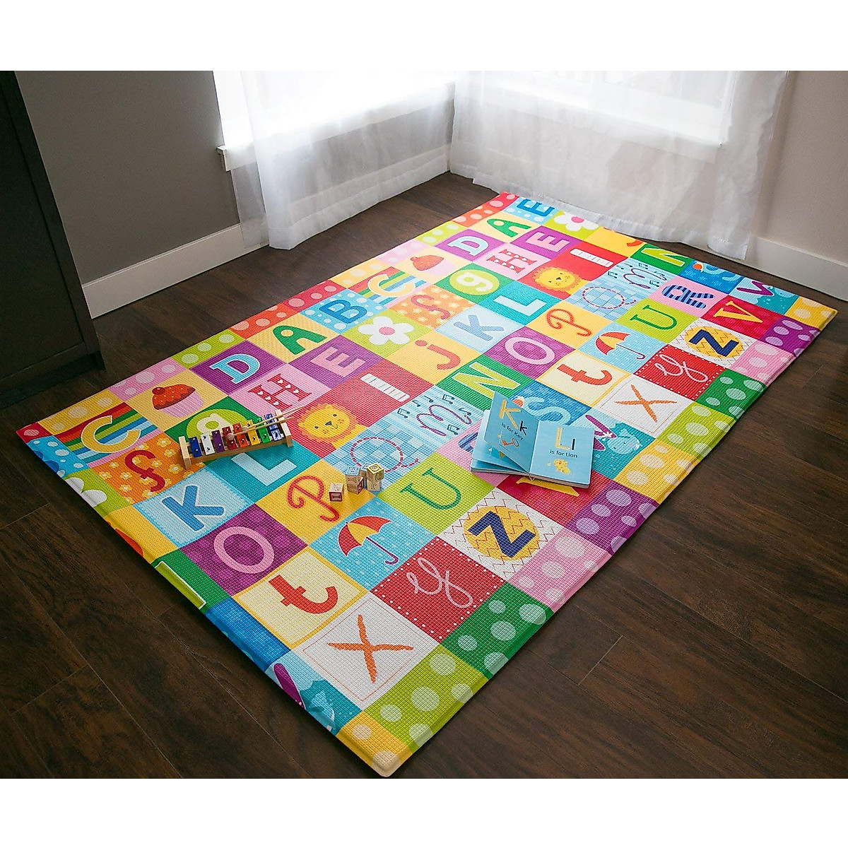 Baby Care Play Mat - Playful Collection - Play Mat for Infants – Non-Toxic Baby Mat – Cushioned Baby Mat Waterproof Playmat – Reversible Mat (Medium, Zoo Town)
