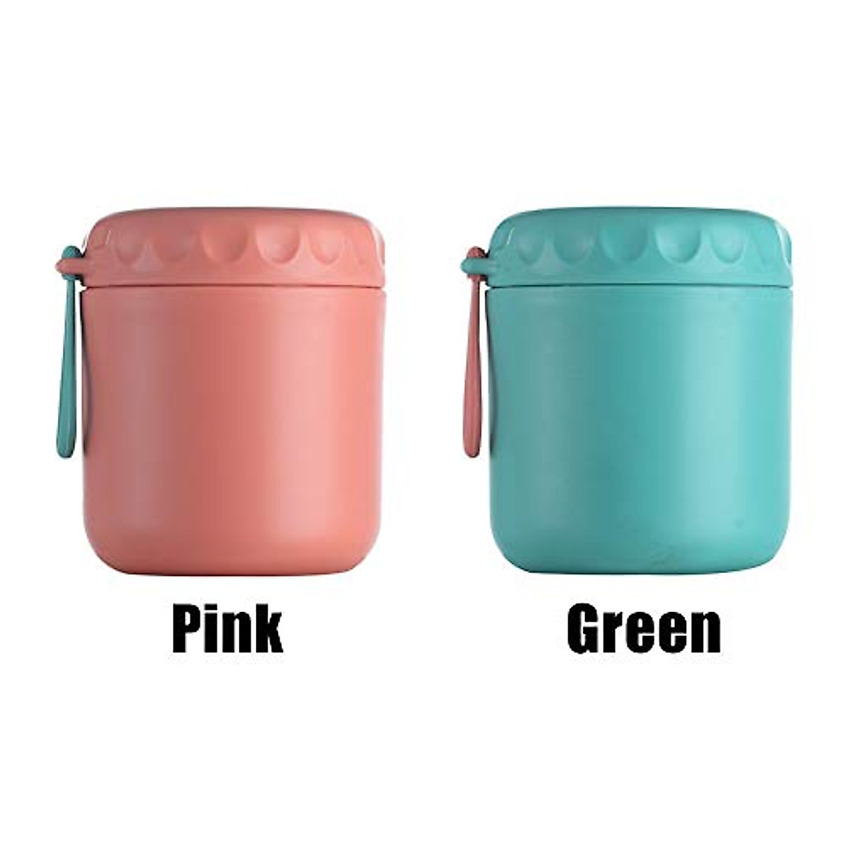 DENPETEC Vacuum Insulated Food Jar, Thermal Soup Cup for Hot Food,Insulated Water Cup Kitchen Stainless Steel Portable Sealed Bento Box Lunch Box Container (Pink, Spoon not included)