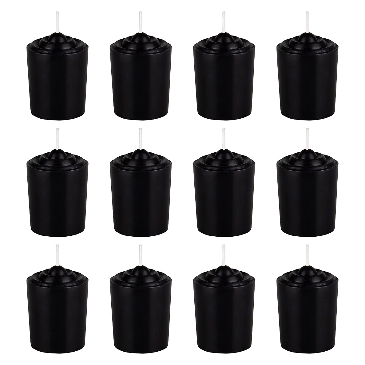 Mega Candles 12 pcs Unscented Black Votive Candle, Hand Poured Wax Candles 15 Hours 1.5 Inch x 2.25 Inch, Home Décor, Wedding Receptions, Baby Showers, Birthdays, Celebrations, Party Favors & More