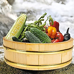 UPKOCH Sushi Box Wooden Sushi Rice Bowl Hangiri Mixing Bowl Japanese Rice Bucket Hangiri Sushi Oke Rice Mixing Tub for Home Kitchen Wood Color 24X24X6.5CM Sushi Rice Bowl