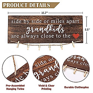 OWOYDOJ Gifts for Grandma & Grandpa from Grandchildren, Side by Side or Miles Apart Grandkids Photo Holder, Best Christmas or Birthday Gifts for Grandparents from Granddaughter and Grandson
