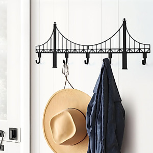 ThreeIslandsArt Manhattan Metal Bridge Key Holder for Wall, Metal Key Rack Organizer with 5 Hooks Rustic Decor for Entryway, Kitchen, Apartment, Bedroom, Hallway, New York City Souvenirs