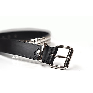 foolsGold 3 Row Pyramid Studded Stud Black Belt XL (40" - 44")
