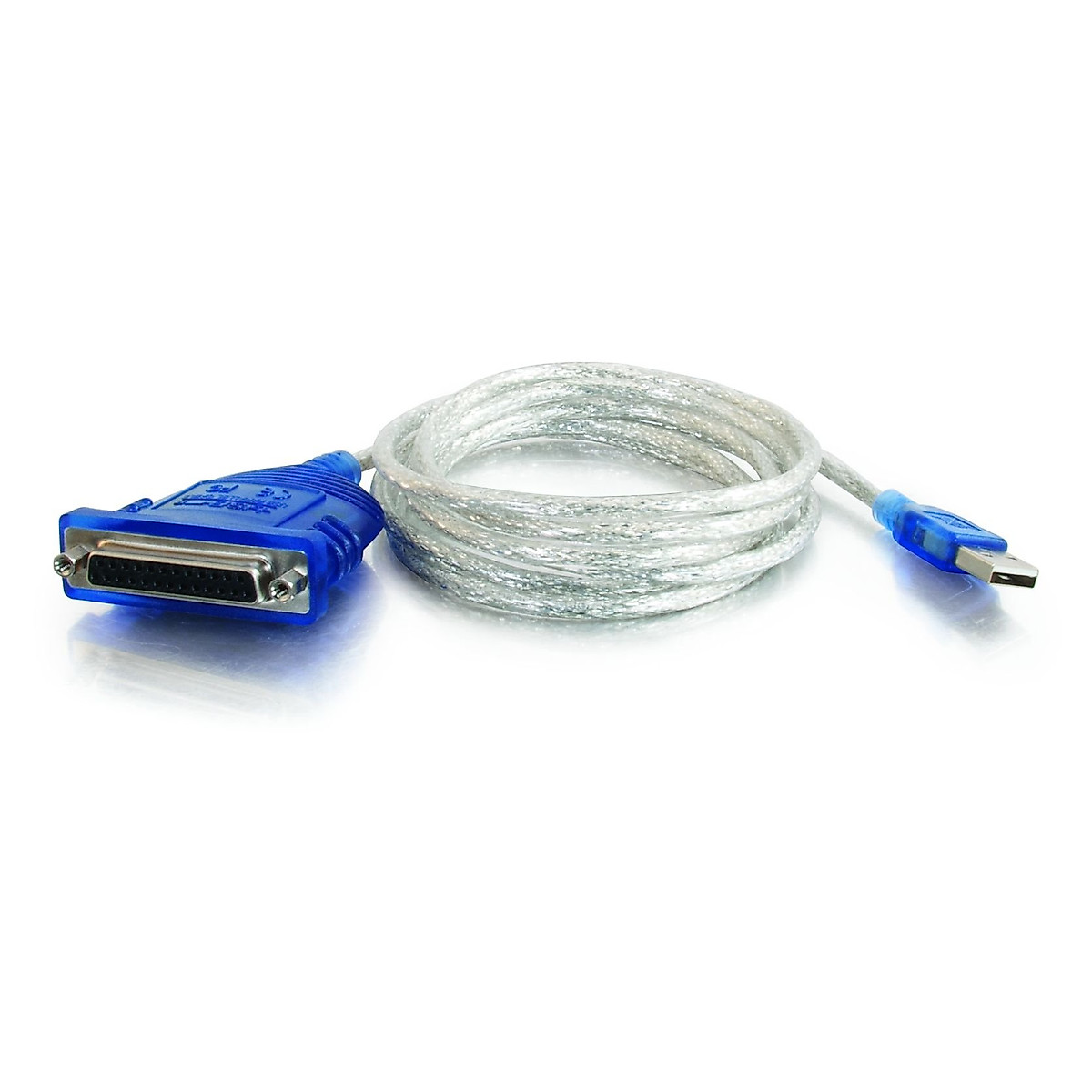 C2G Legrand USB to DB25 Cable, Adapter Convert Cable, 6 Foot USB to Parallel Printer Cable, Printer Adapter Cable, Beige and Blue Printer Adapter, 1 Count, C2G 16899