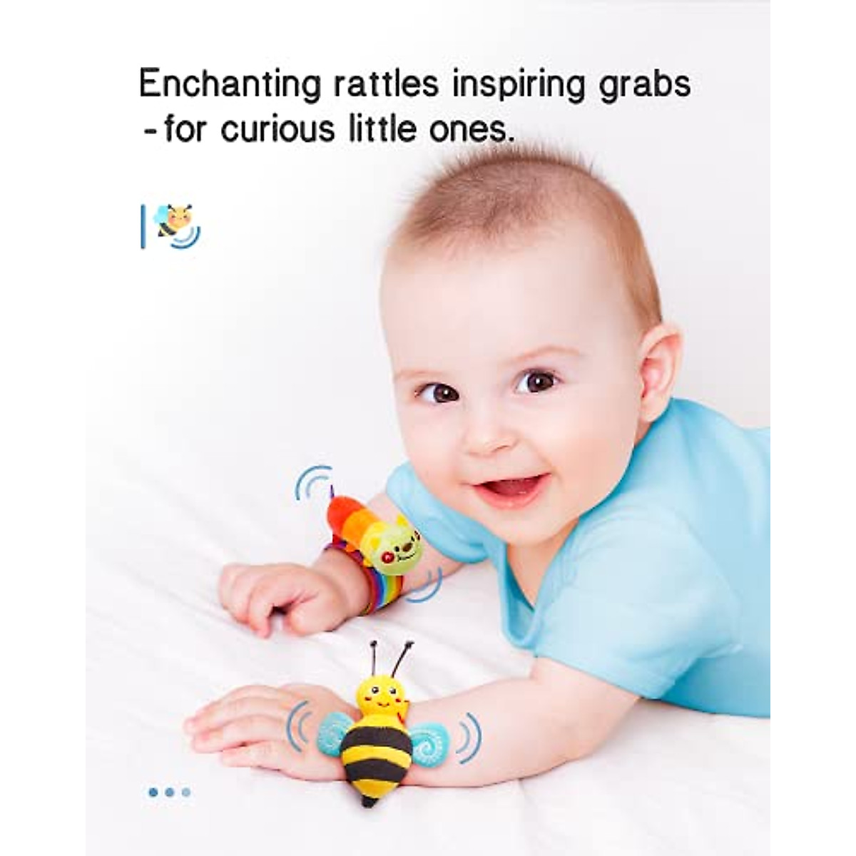 Baby Wrist Rattle Socks and Foot Finder Set, Perfect Baby Toys for 0-12 Months Newborn Boys and Girls As Baby Shower Gifts, Garden Bug Series