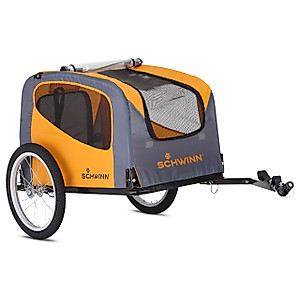 Schwinn 13-SC315 Rascal Bike Pet Trailer, For Small and Large Dogs, Lightweight, Tow with Bicycle, Up to 50 lbs. Small, Orange/Grey