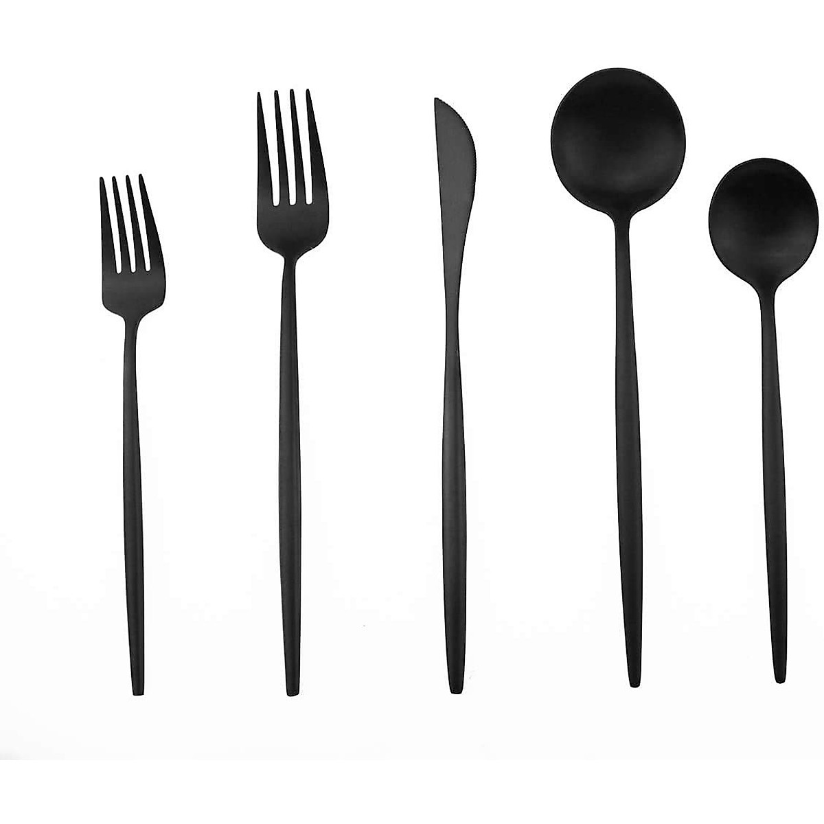 Gugrida 20-Piece 18/10 Stainless Steel Flatware Silverware, Luxury Dinnerware Set Travel Cutlery Tableware Include Knife Fork Spoon Service for 4,Healthy & Eco-Friendly Dishwasher Safe (Black Matte)