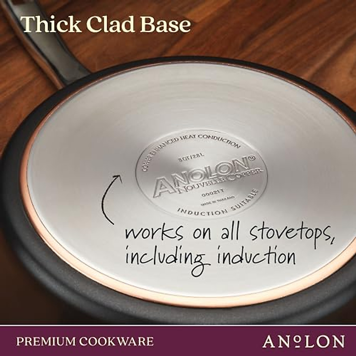 Anolon Nouvelle Copper Nonstick Frying / Fry Pan Set / Hard Anodized Skillet Set - 8.5 Inch and 10 Inch, Black Onyx