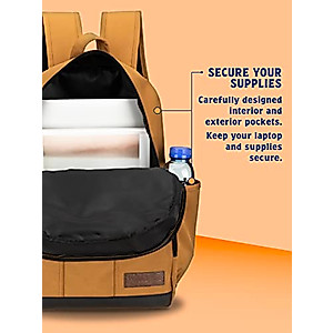 Wrangler Industry Backpack Classic Logo Water Resistant Casual Daypack with Padded Laptop Notebook Sleeve (Brown Duck)