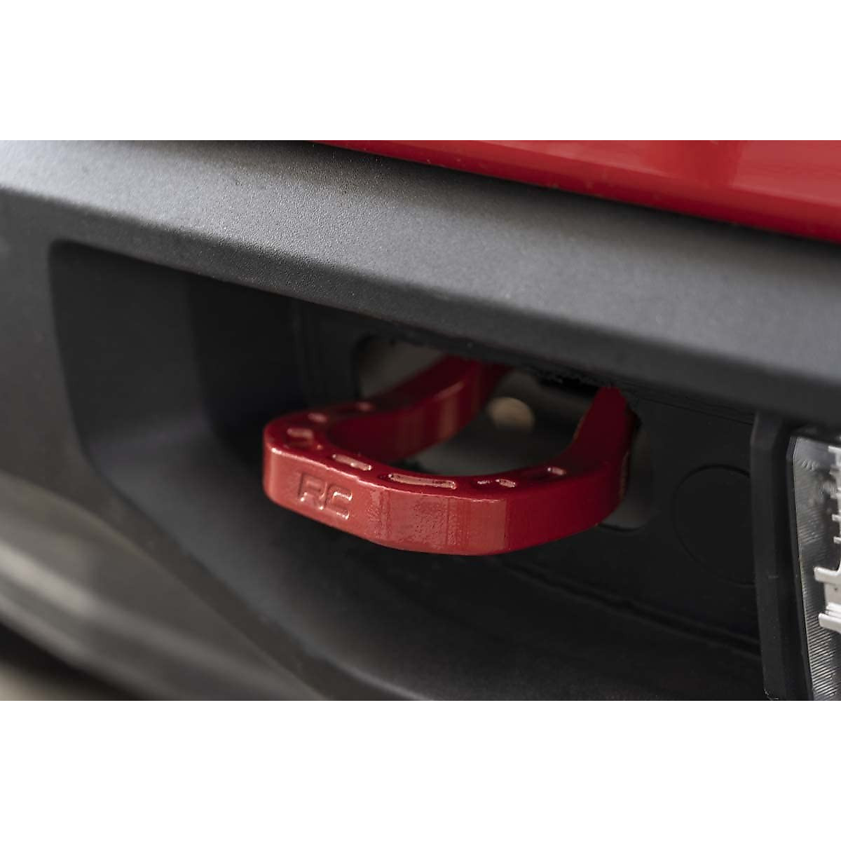 Rough Country Upgraded Forged Tow Hooks (fits) 2019-2020 Chevy Silverado 1500 | Replaces OEM | Red | RS132 , Black
