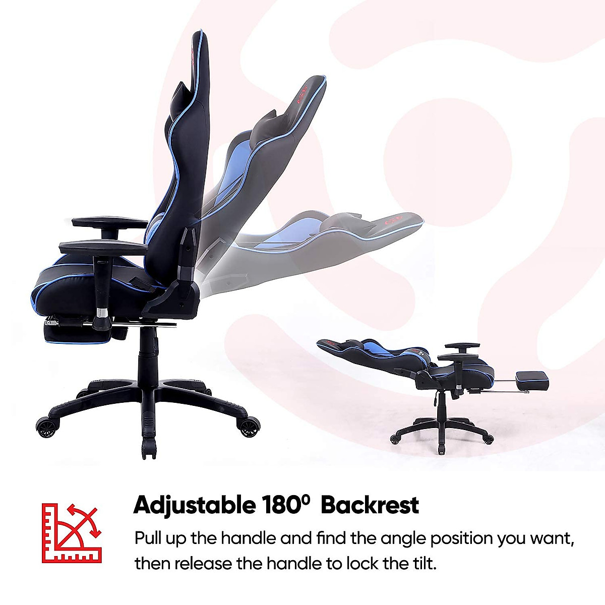 OnTarget Gaming Gaming Chair with Footrest High Back Gaming Chair with Footrest OnTarget GC100 Video Game Chair PC Racing Style Gamer Chair Ergonomic Office Chair