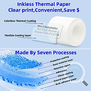 1"x3" 200Labels,YiHERO Cable Label No Ink Required,Thermal Label Paper,Waterproof Tear Resistant Compatible with Label Printer YiHERO YP1/YP10, Phomemo M110/M120,(25×38+40mm),2Roll ,Black on Yellow…