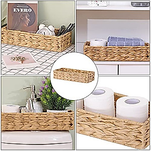 Cabilock Woven Storage Basket Desktop Sundries Organizer Books Box Container Home Decorative Wicker Baskets