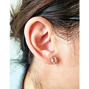 Solid 14k Rose Gold Natural Morganite Stud Earrings (8x6mm Oval) (rose-gold)