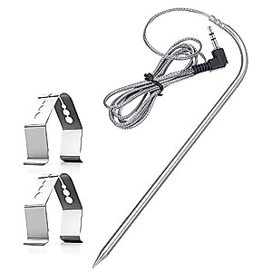 ibbyee Replacement for Camp Chef Meat Probe Grill Parts Temperature, BBQ Grill NTC Meat Temperature Probe for CampChef Wood Pellet Grill, 3.5mm Plug Stainless Steel PRO Digital Thermostat Probe 2pc
