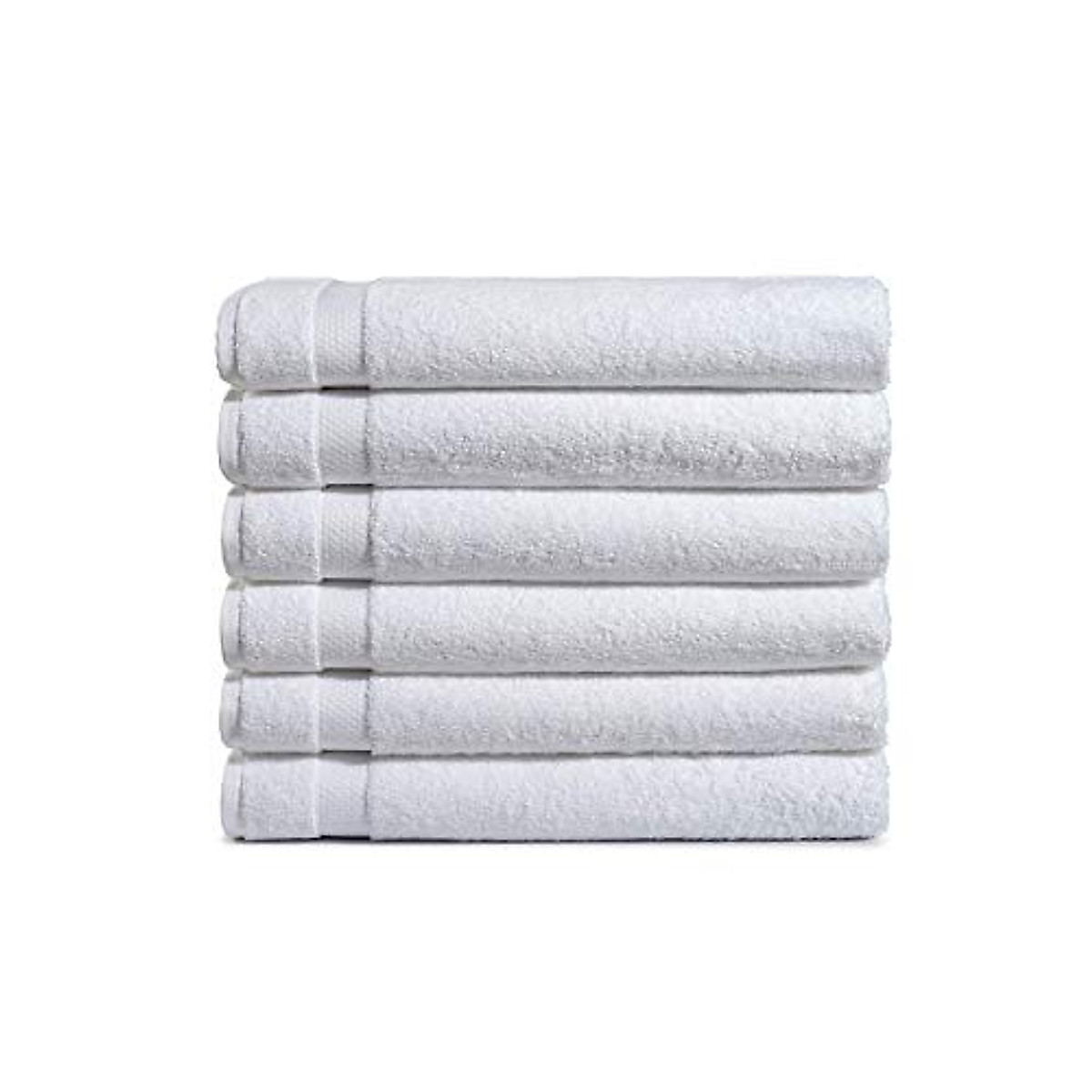AmazonCommercial Premium 100% Cotton Bath Towel Set - Pack of 6, 27 x 54 Inches, 600 GSM, White