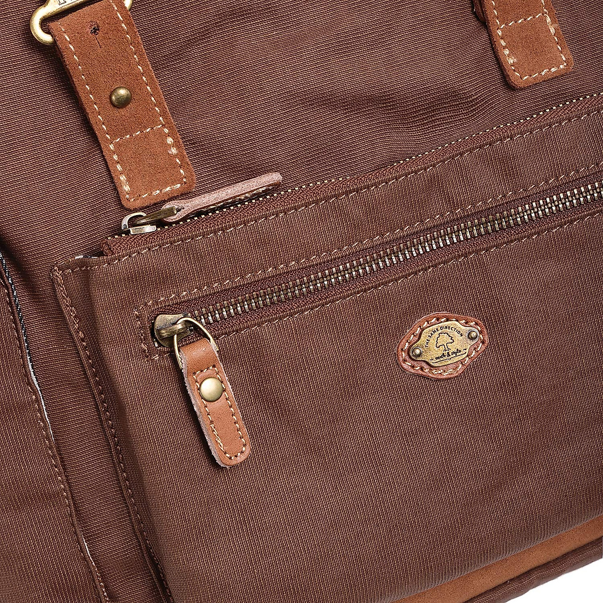 TSD Brand Dolphin Studded Canvas Backpack (Dark Brown)