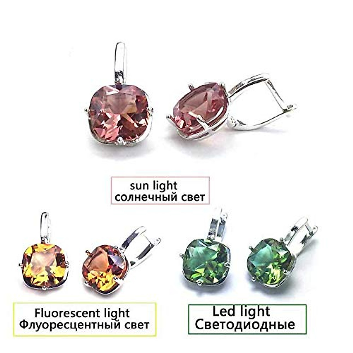 Bansriracha Elegant Zultanite Earring Sterling 925 Silver Cushion 10MM Created Sultanite Fine Jewelry Women Wedding Party Gift