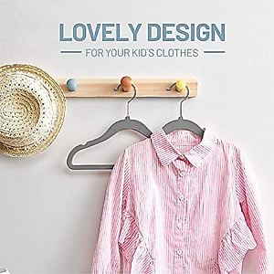 Clothes Hangers - Children's Hangers - Gray Colour Model - 10 Unit Pack - 7.9 x 13.8 in Dimensions - Non-Slip - Velvet Hangers - Awenn Accessories