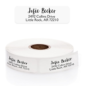 Simple Clear Mixed Script Font Rolled Address Labels/Roll of 250 Chic Personalized Transparent Address Labels/Designer Return Address Stickers in Elegant Plastic Dispenser