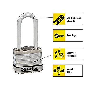 Master Lock M1XTRILH Magnum Heavy Duty Padlock with Key, 3 Pack Keyed-Alike,Silver