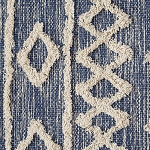 DII Textured Woven Rug Collection Hand-Loomed Shag Printed, 2x3 Ft, Scandinavian French Blue