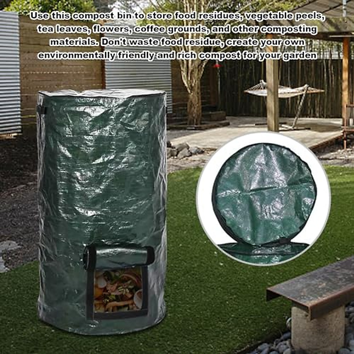 LIDSCURA 34 Gallon Green Compost Bin Garden Compost Bin Bags, Compost Bin Bags for Garden Yard Garbage Cans
